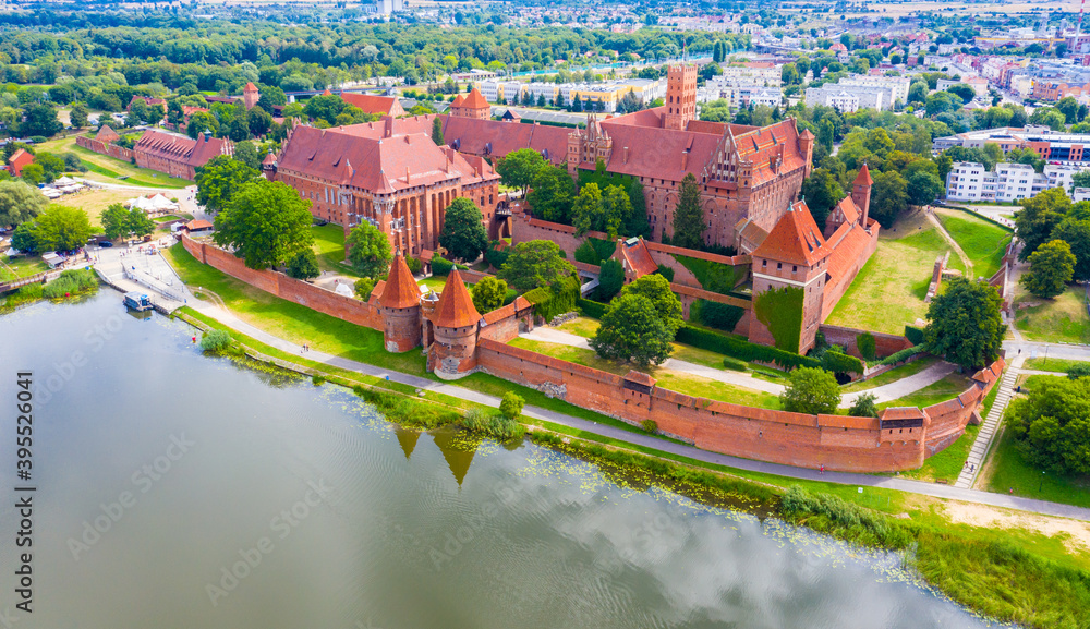 Aerial panoramic view of the gothic Grand Masters’ Palace in the High ...