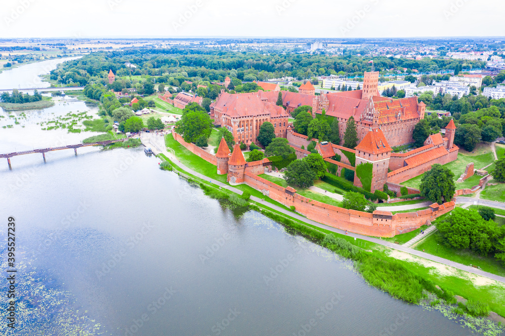Aerial view of Malbork Teutonic order castle in Poland. It is the ...