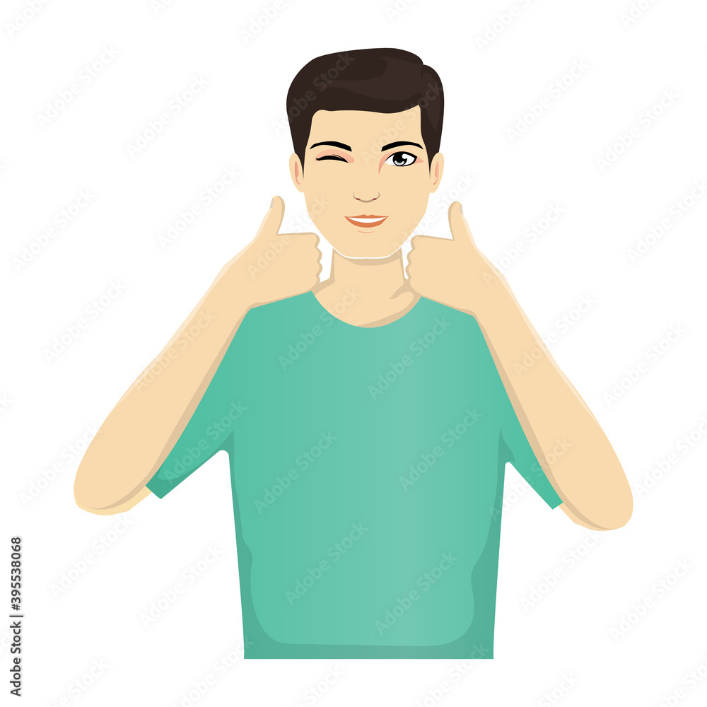 Handsome man expression character and emoticon face with oke gesture ...