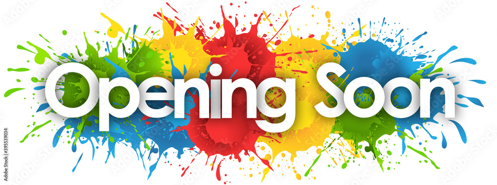 Opening soon word in splash’s background Stock Illustration | Adobe Stock