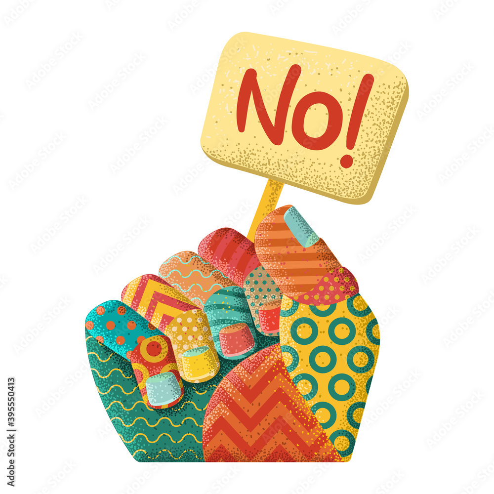 Vector cartoon illustration of No answer choice, man hand holding ...