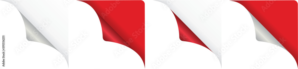 red corner banner design elements isolated on white background Stock ...