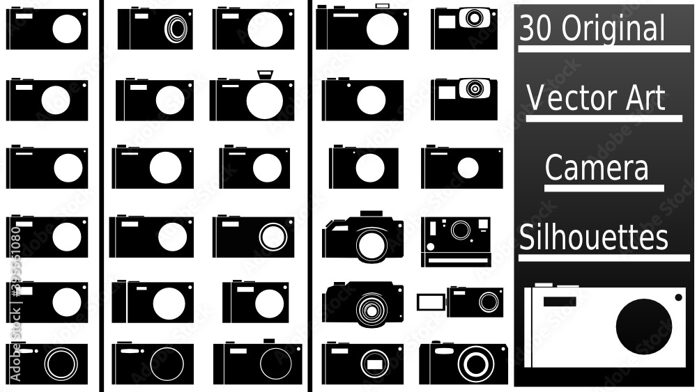 30 Original Camera Silhouettes Editable & High Quality Photography ...