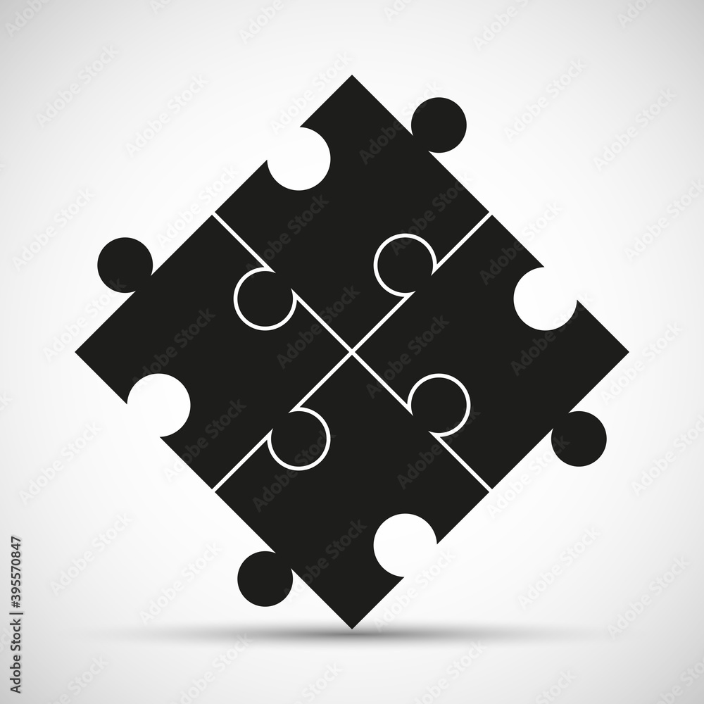 Simple puzzle four piece business presentation. Circle puzzle outline ...