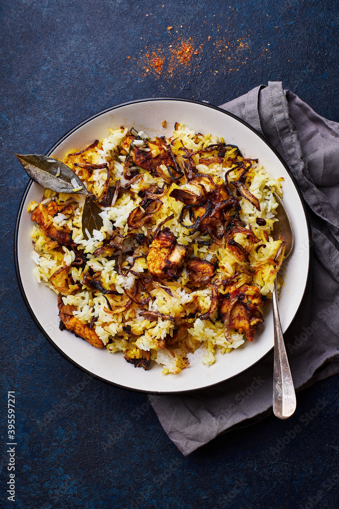Hyderabadi Biryani with chicken (rice dish, India) Stock Photo | Adobe ...