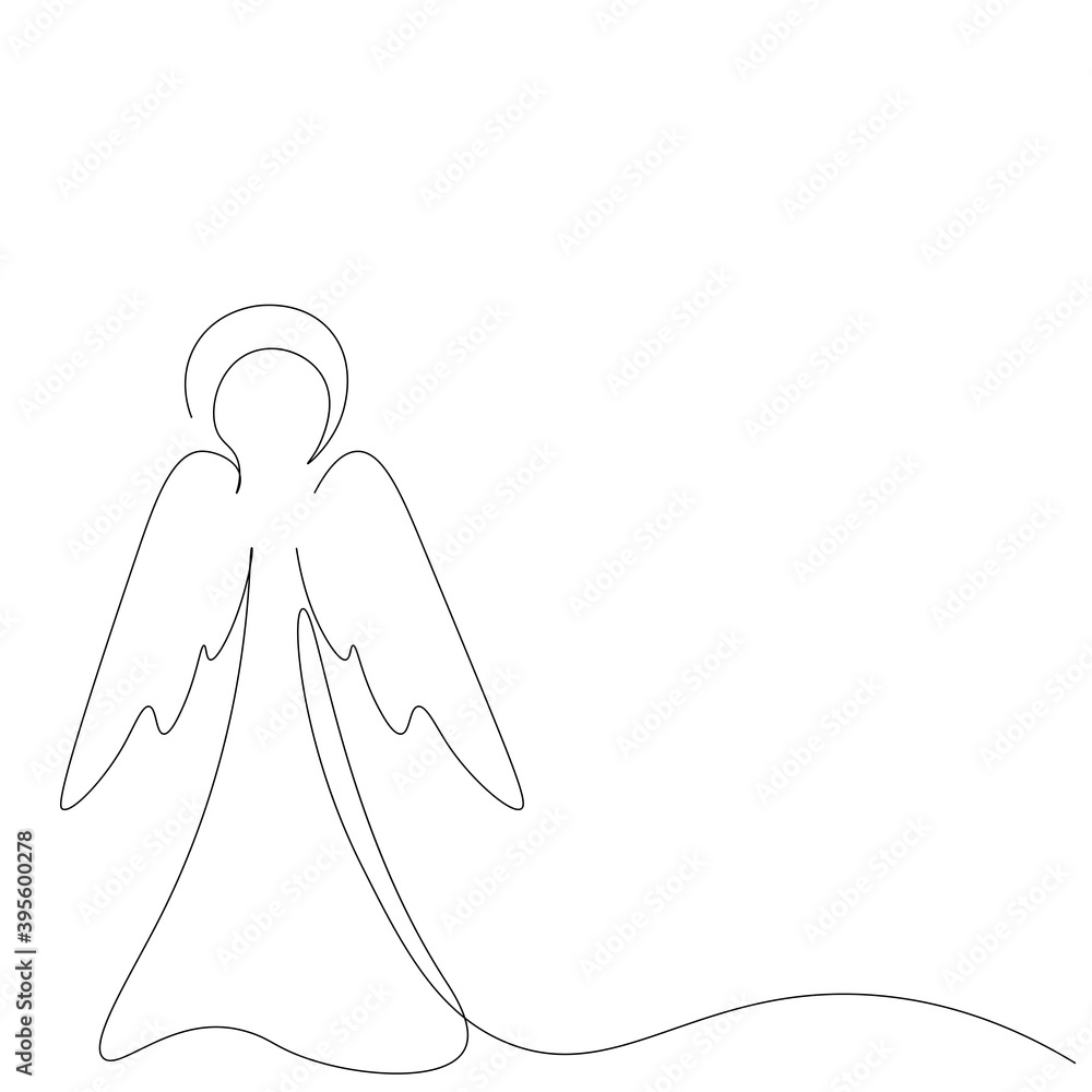 Christmas background with angel drawing. Vector illustration Stock ...