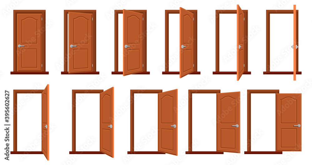 Door animation. Opened and closed wooden doors, sprite animation house ...