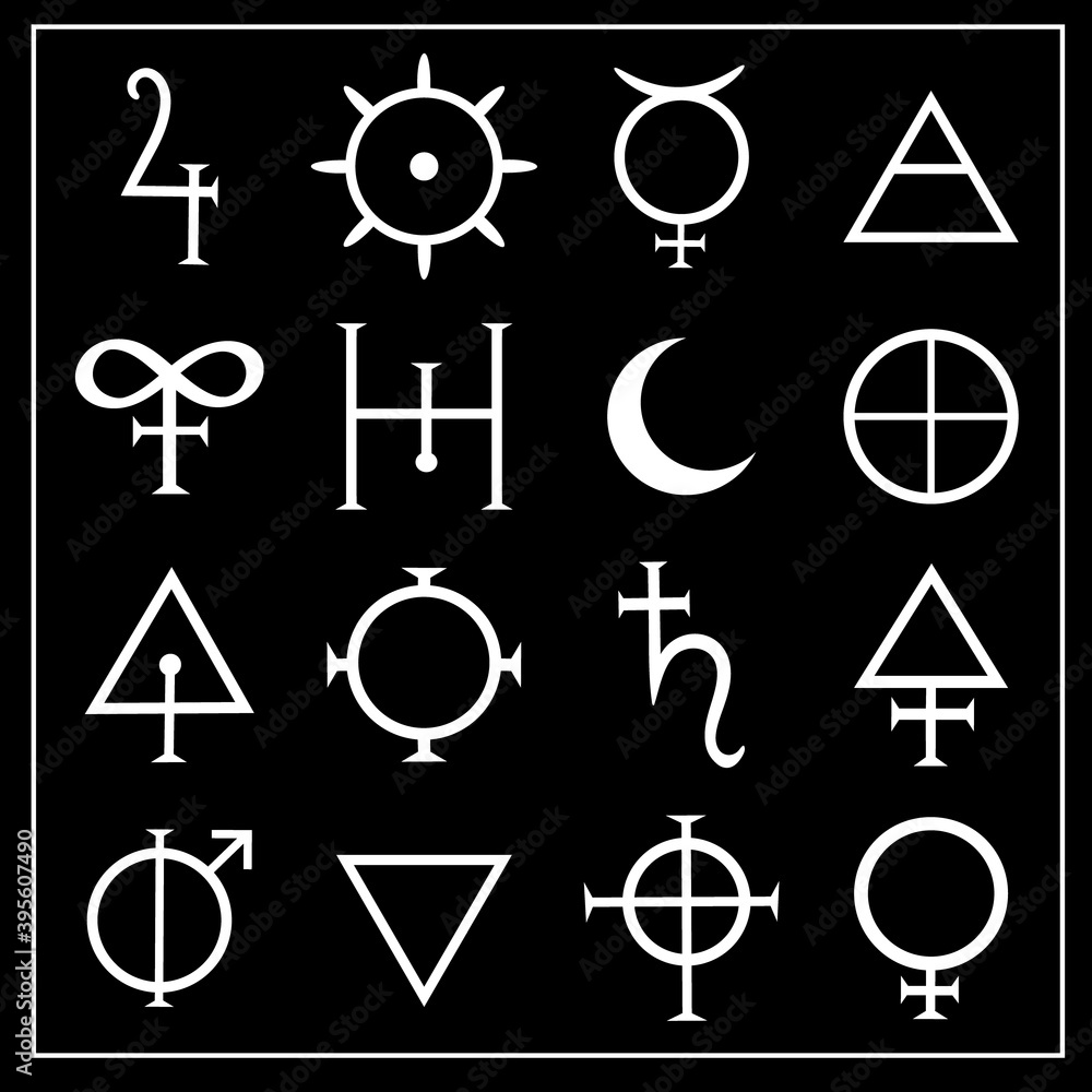 square frame with alchemical magic signs Stock Vector | Adobe Stock