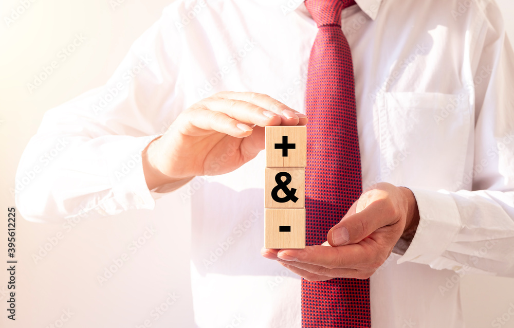 Minus vs plus signs, comparison of opposites, positive vs negative ...