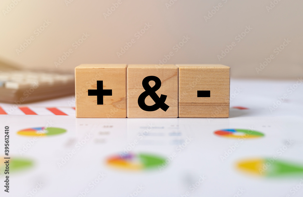 Minus vs plus signs, comparison of opposites, positive vs negative ...