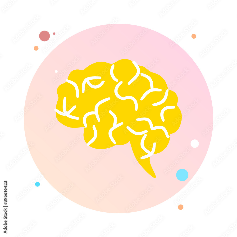Modern brain link connected point in circle icon. Digital human brain ...