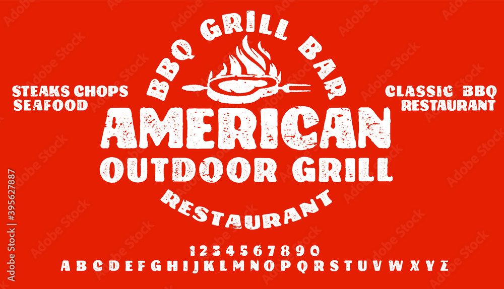 Hand drawn vintage retro font. Outdoor advertising of American ...