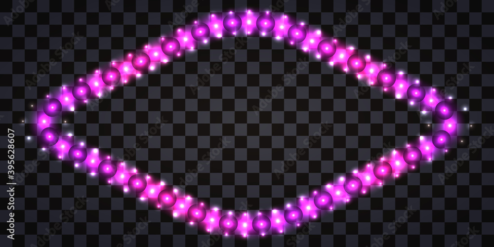 LED light frame with purple neon glowing effect. Decorative luminous ...