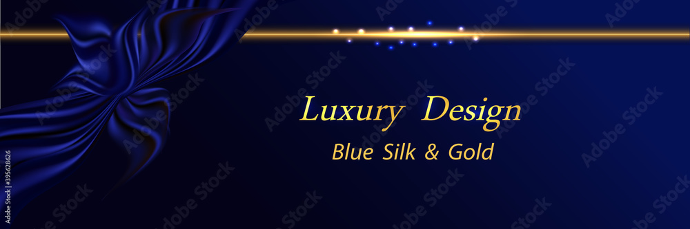 Blue silk luxury background. Deep blue ribbon with smooth silk fabric ...