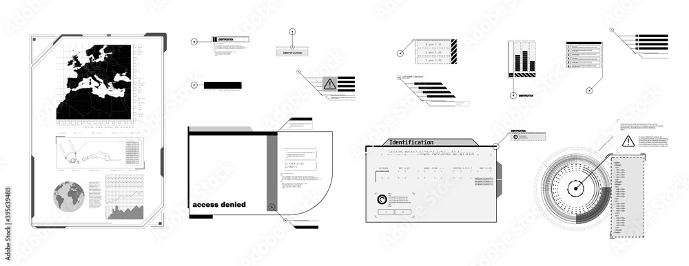 Futuristic Vector HUD Interface Screen Design. Digital callouts titles ...