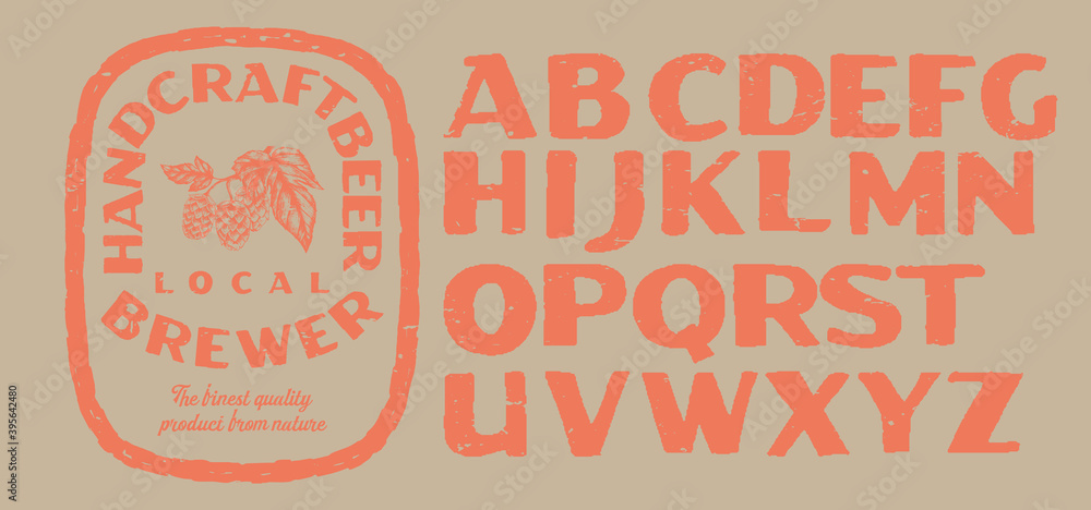 Brewery vintage alphabet font. Custom handwritten alphabet. Stock ...