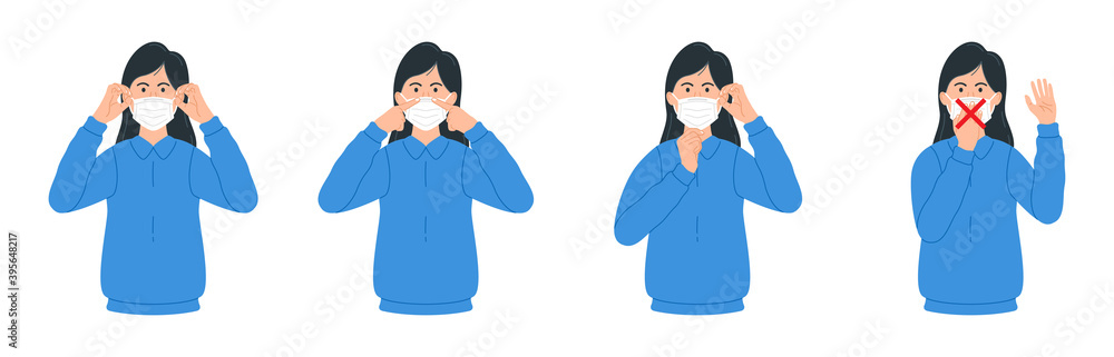 Wear and remove face mask. Step by step infographic illustration of how ...