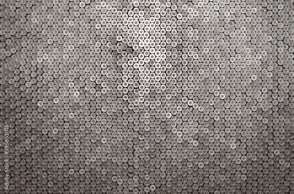 Pattern of 12 gauge cartridges for shotgun bullets. Shells for hunting ...