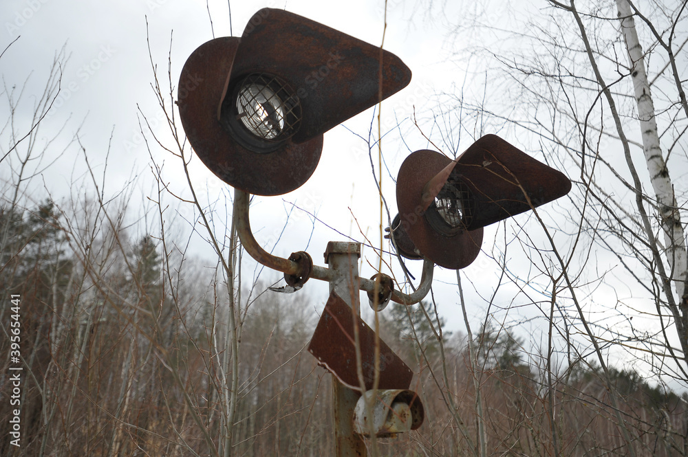 Broken railway semaphore signal in Chernobyl Stock Photo | Adobe Stock