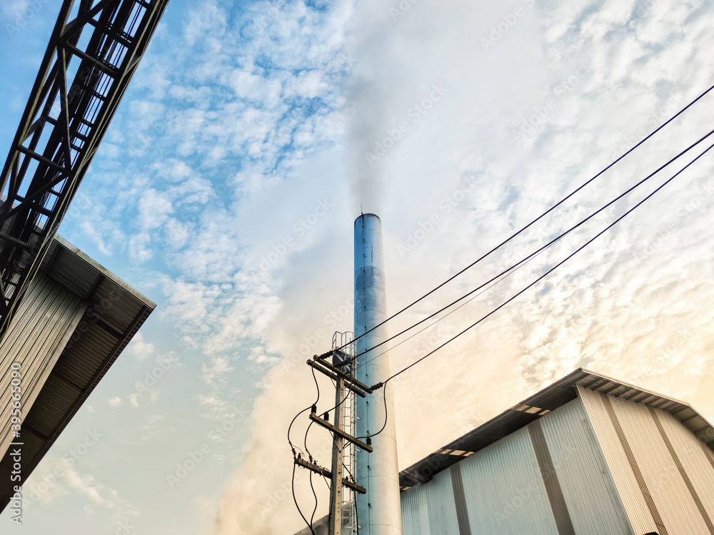 Exhaust chimney In industrial plants High pressure steam That floated ...
