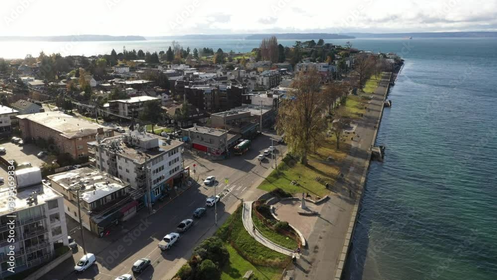Aerial footage of Alki Beach, Vashon Island, Blake Island Marine State ...