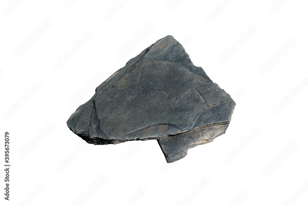 raw specimen of slate metamorphic rock isolated on a white background ...