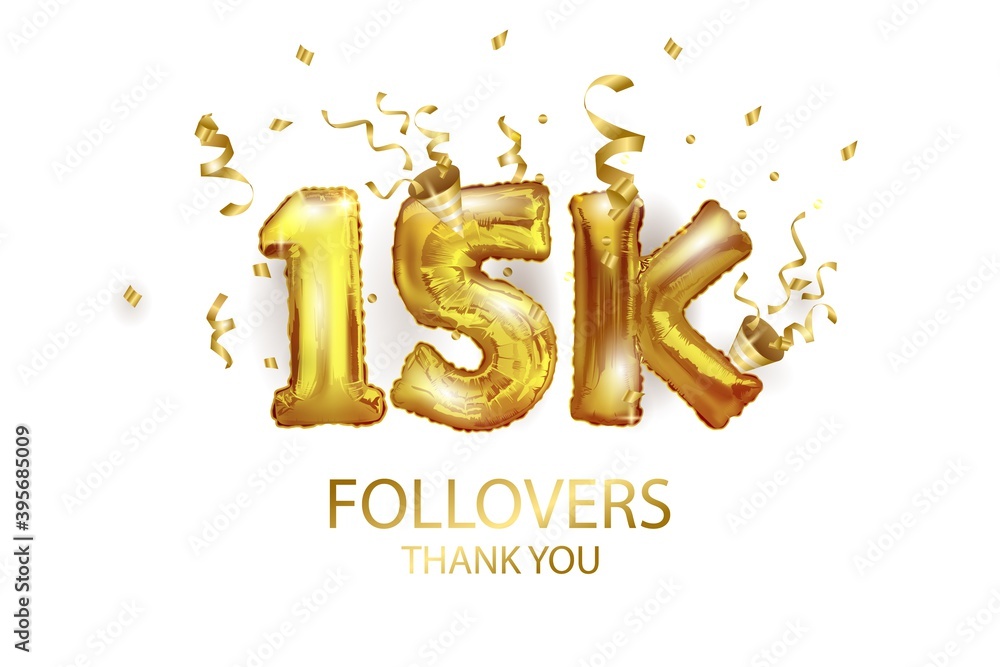 Vector gold number 15 000 fifteen thousand metal ball. Party decoration ...