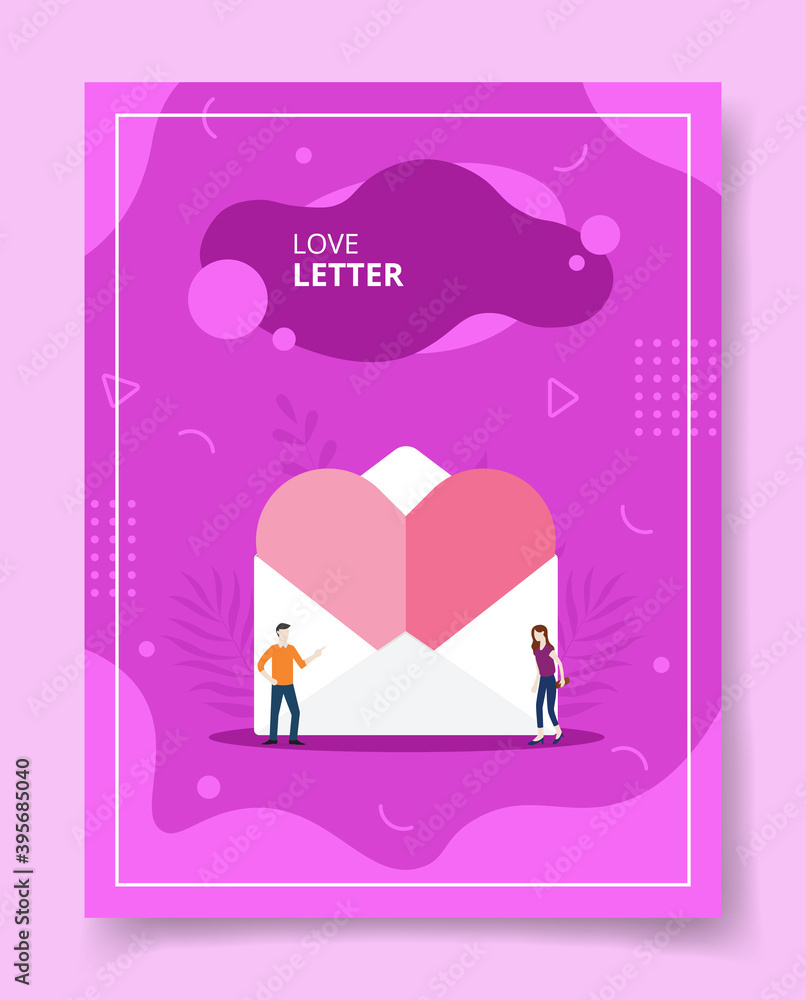 love letter people standing front big love mail for template of banners ...