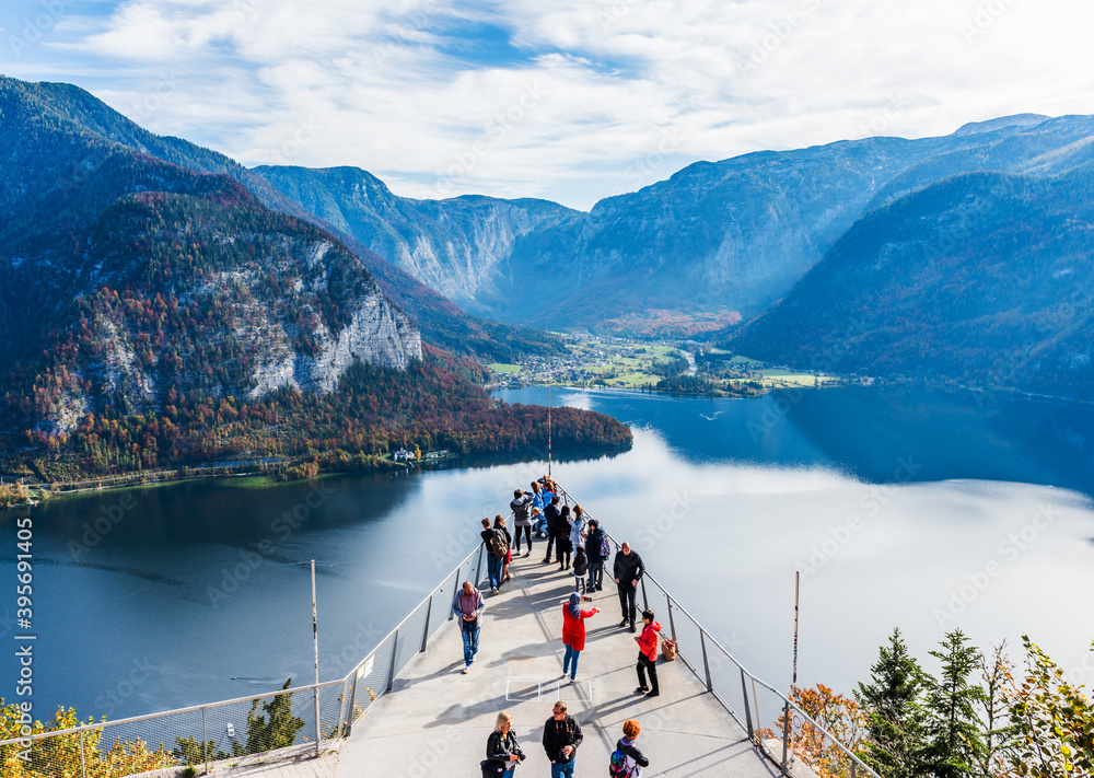 Hallstatt Skywalk World Heritage View (Welterbeblick). Tourists ...