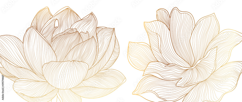 Luxury wallpaper design with Golden lotus and natural background. Lotus ...