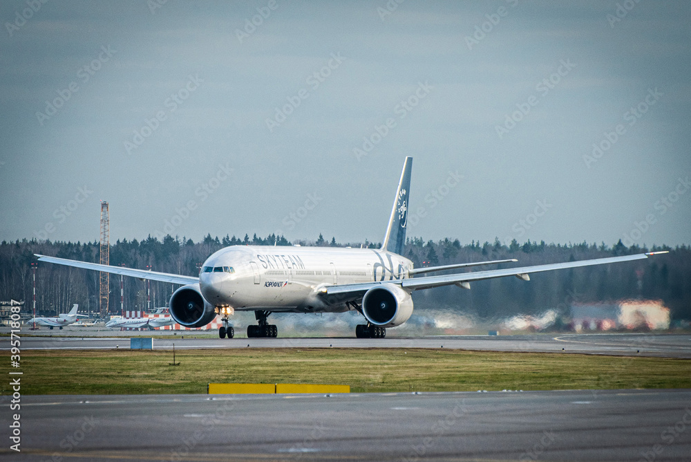 October 29, 2019, Moscow, Russia. Plane .Boeing 777-300 Aeroflot ...