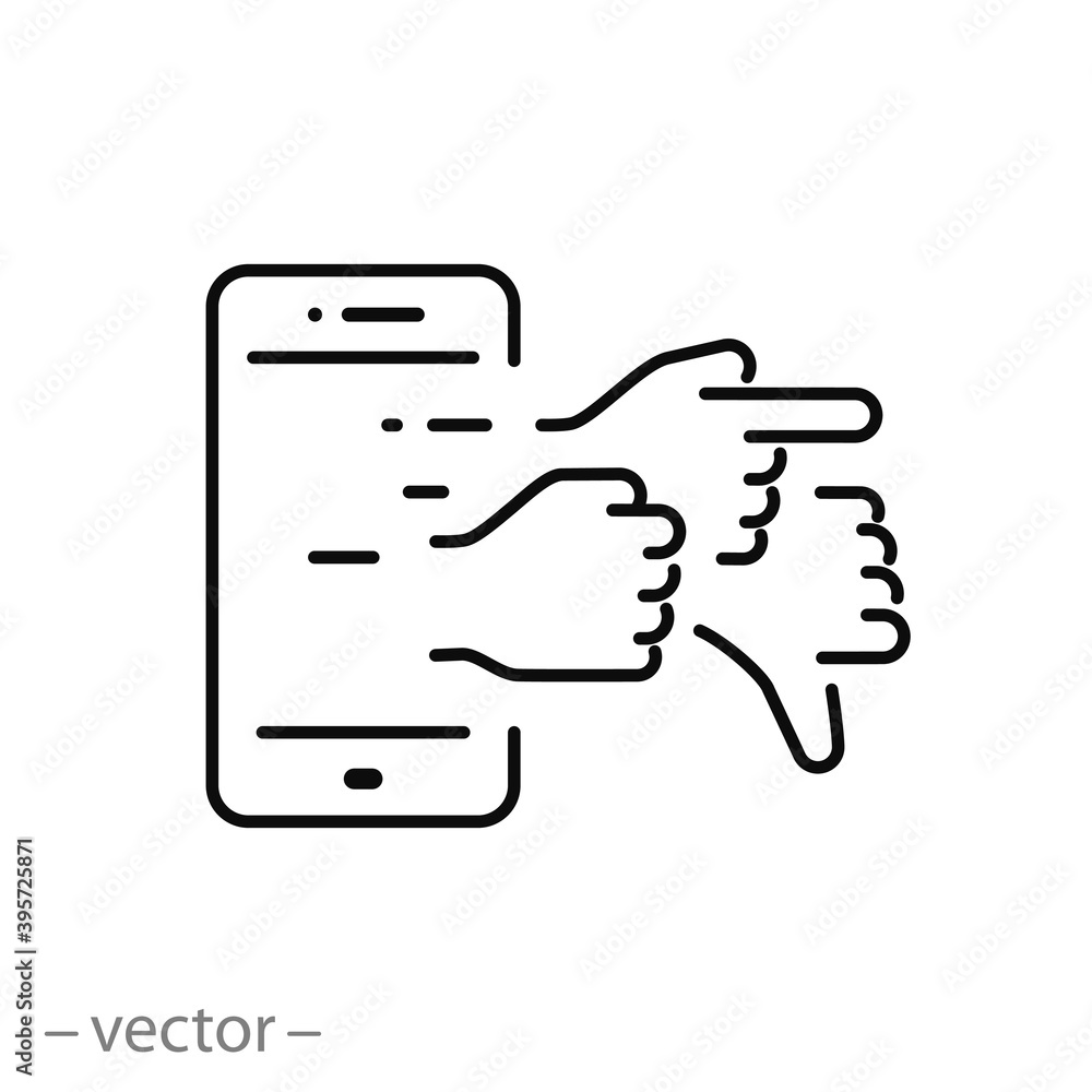 cyber bullying icon, online bully persecution, hate attack, abuse user ...