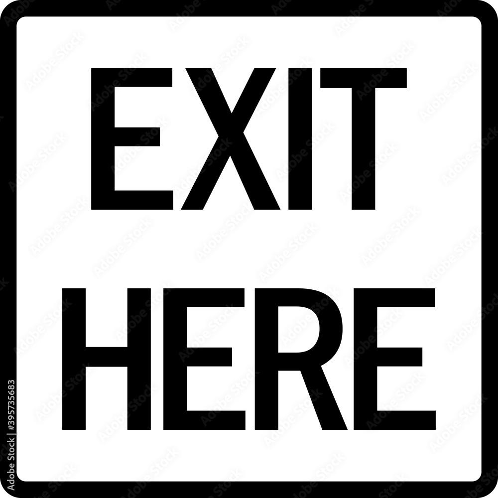 Exit here sign. Parking slot icon. Safety and security symbols. Stock ...