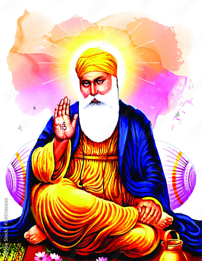 Vector illustration of Guru Nanak Dev, Prakash Parv festival ...
