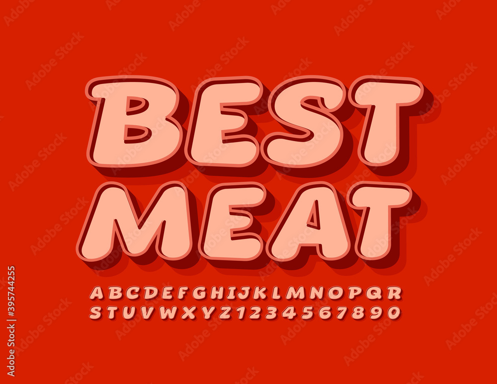 Vector quality logo Best Meat. Red creative Font. Trendy Alphabet ...