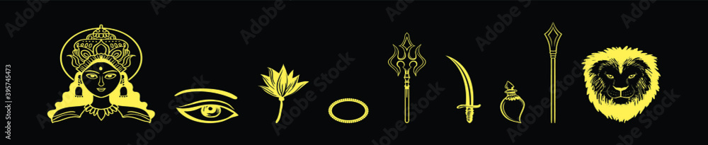 durga goddess of power, divine mother of the universe design vector art ...