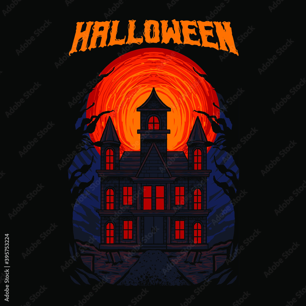 haunted house vector illustration Stock Vector | Adobe Stock