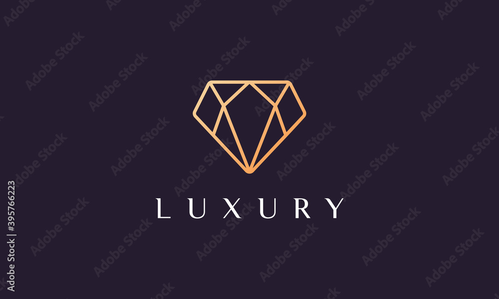luxury diamond logo shaped simple and modern with gold color Stock ...