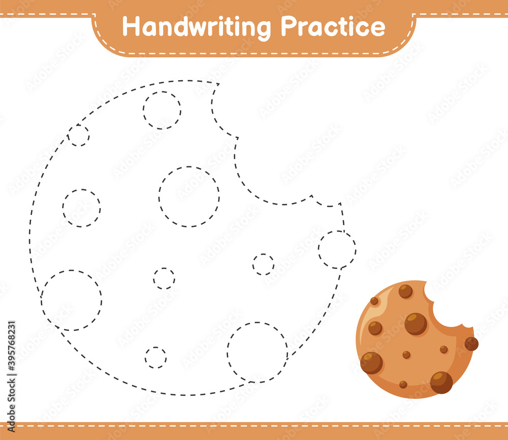 Handwriting practice. Tracing lines of Cookies. Educational children ...