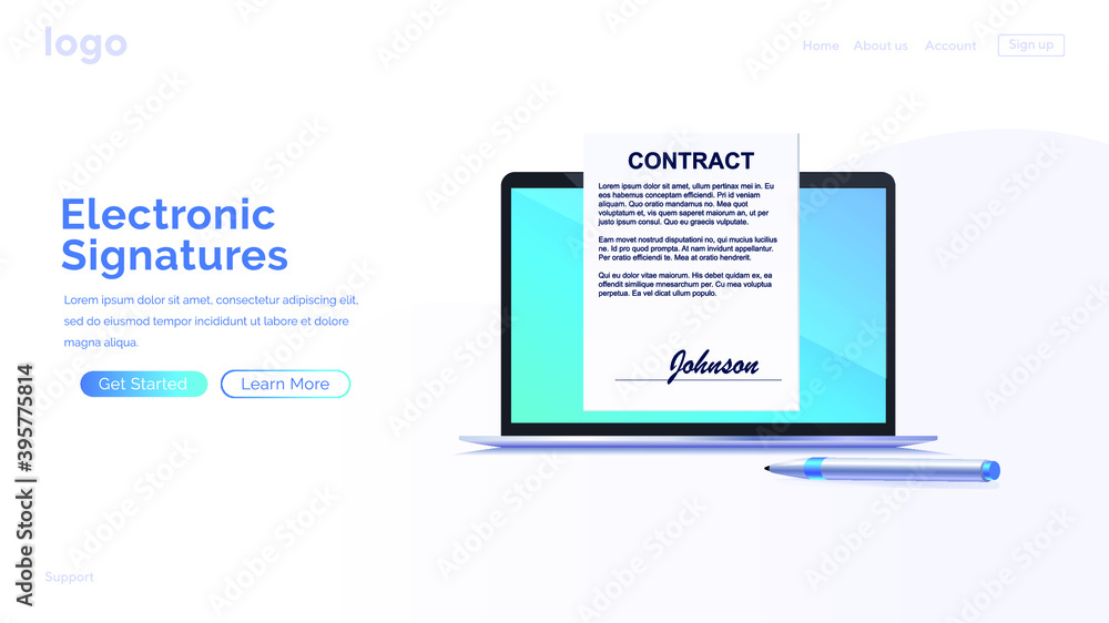 Electronic contract or digital signature concept in isometric vector ...