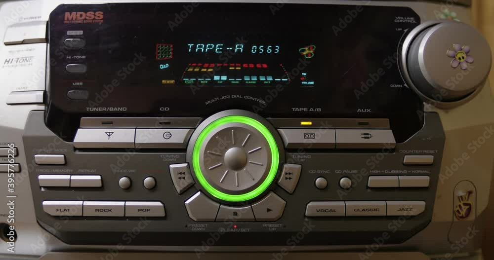 Vidéo Stock Tape recorder plays transparent audio cassette. Vintage ...