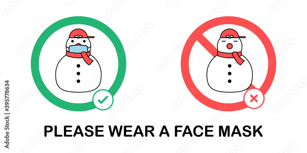 Symbol for the campaign to wear a mask in winter to prevent the spread ...