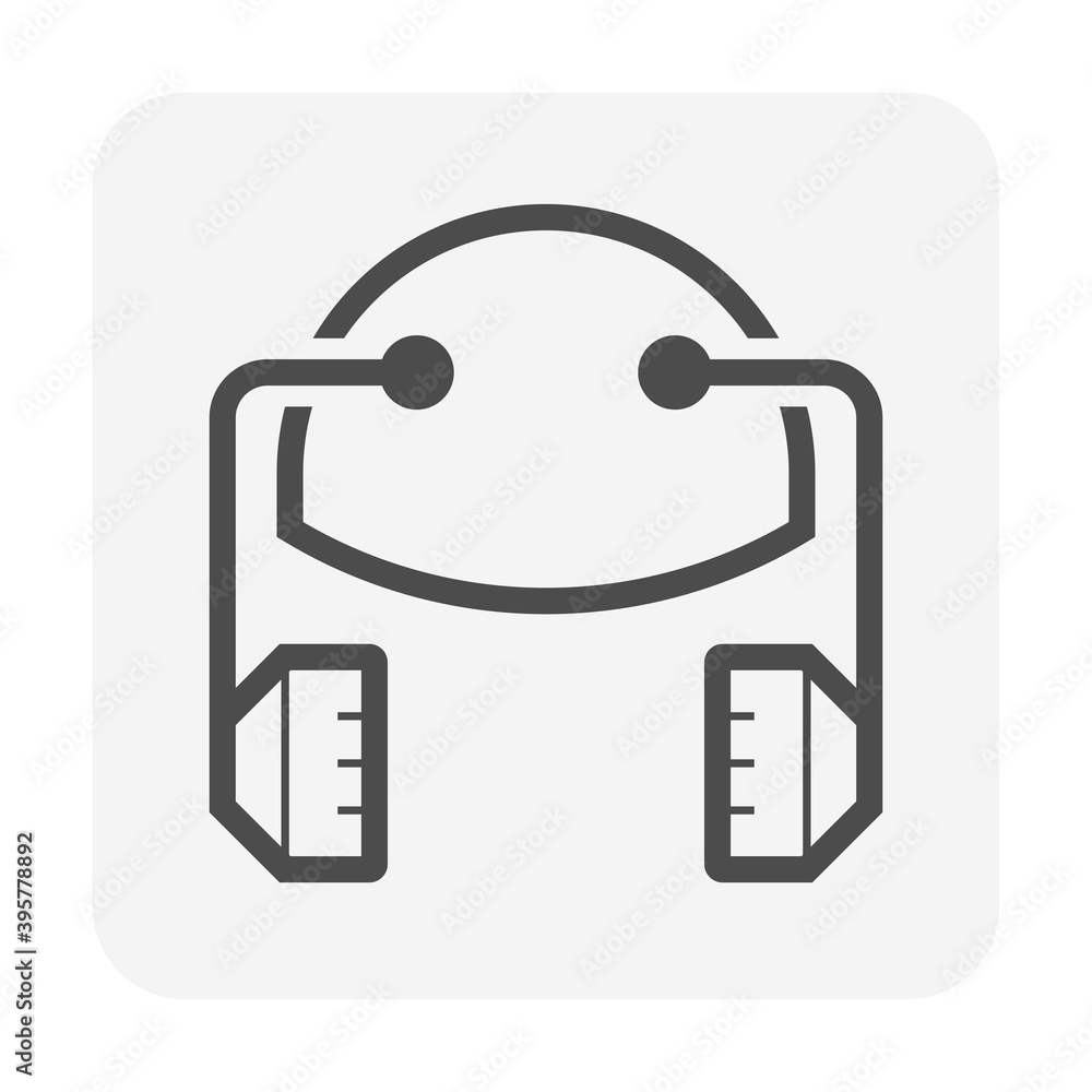 Hard hat or bump cap and earmuff vector icon. That is component of ...