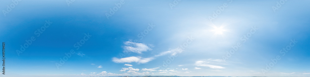 Seamless panorama of sky with light clouds in spherical equirectangular ...