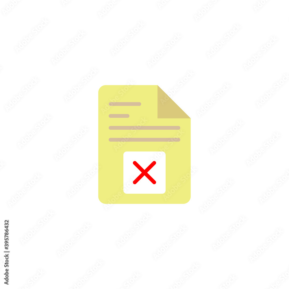 Cancel document file page restricted x icon color, line, outline vector ...