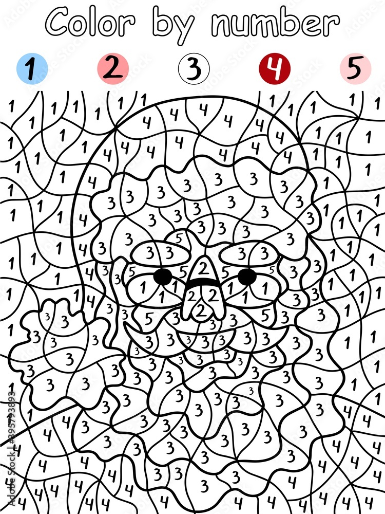 Smiling Santa Claus color by number stock vector illustration ...