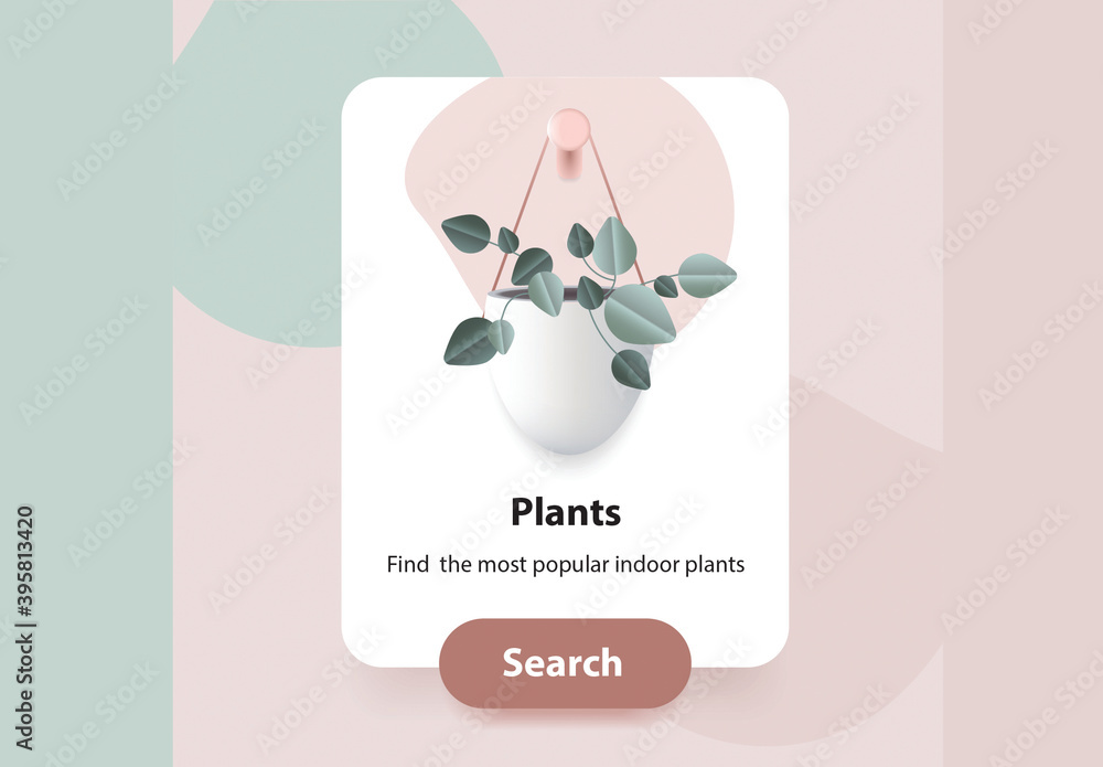 Website User Interface Card Template with Hanging Plant Stock Template ...