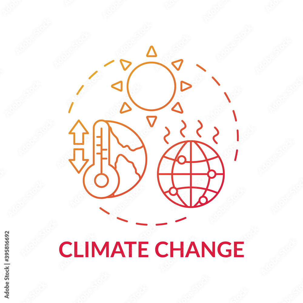 Climate change red gradient concept icon. Global warming. Rising ...