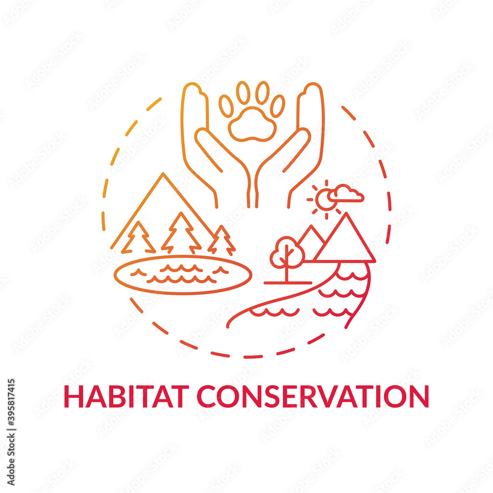 Habitat conservation red gradient concept icon. Ecosystem preservation ...