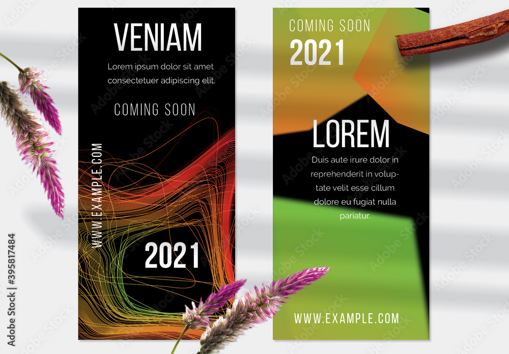 Flyer Layout with Motion Blur and Glowing Abstract Shapes Stock ...